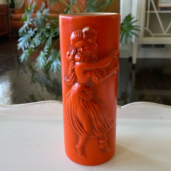 Vintage | Accents | Vintage Orchids Of Hawaii Orange Tiki Bar Hula Girl Ceramic Vase Made In ...